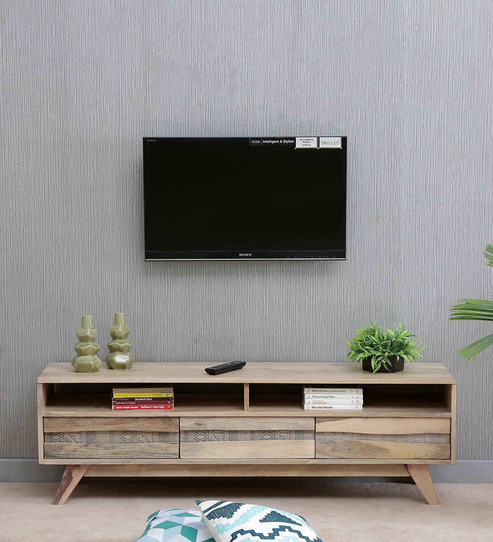 Buy Morocco Solid Wood TV Unit with Drawers in Natural Finish at 6% OFF ...