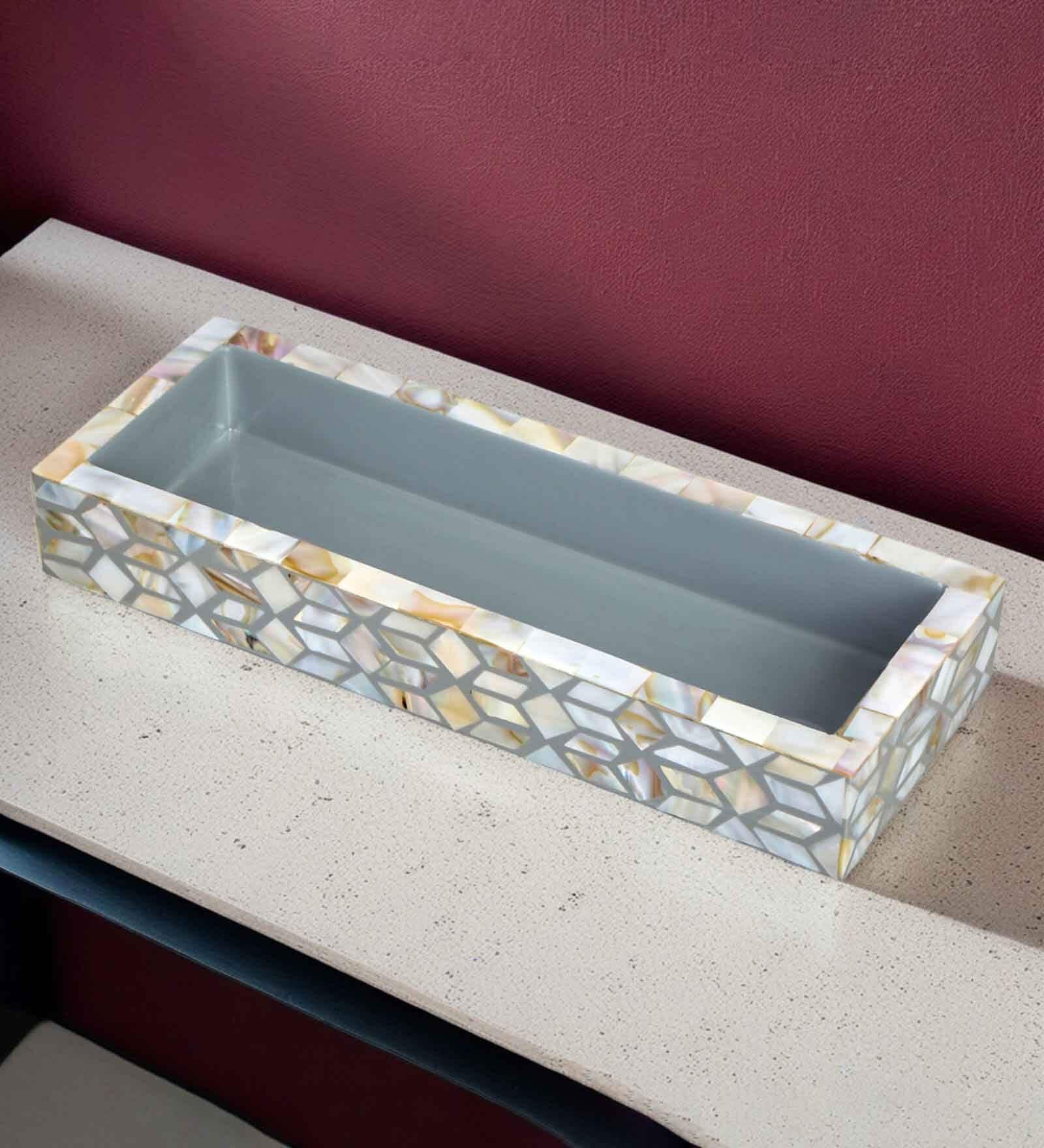 Buy Grey Rectangle MDF Geometric Serving Tray at 32% OFF by The Home Co ...