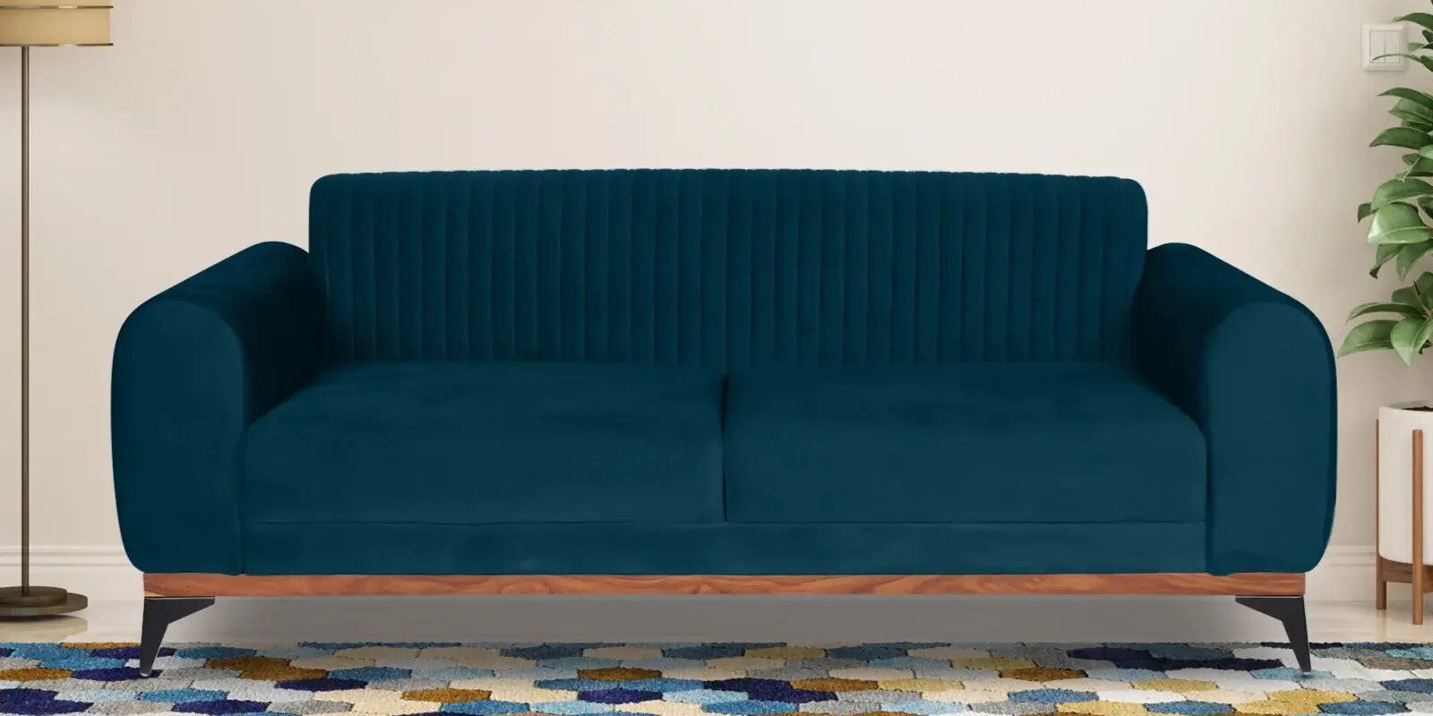 Buy Modway 3 Seater Fabric Sofa In Crowberry Blue Color at 20% OFF by ...
