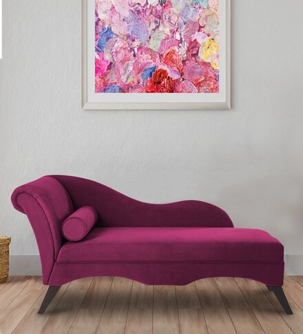 Buy Modern Velvet Chaise Lounger in Pink Mulberry Colour by Dreamzz ...