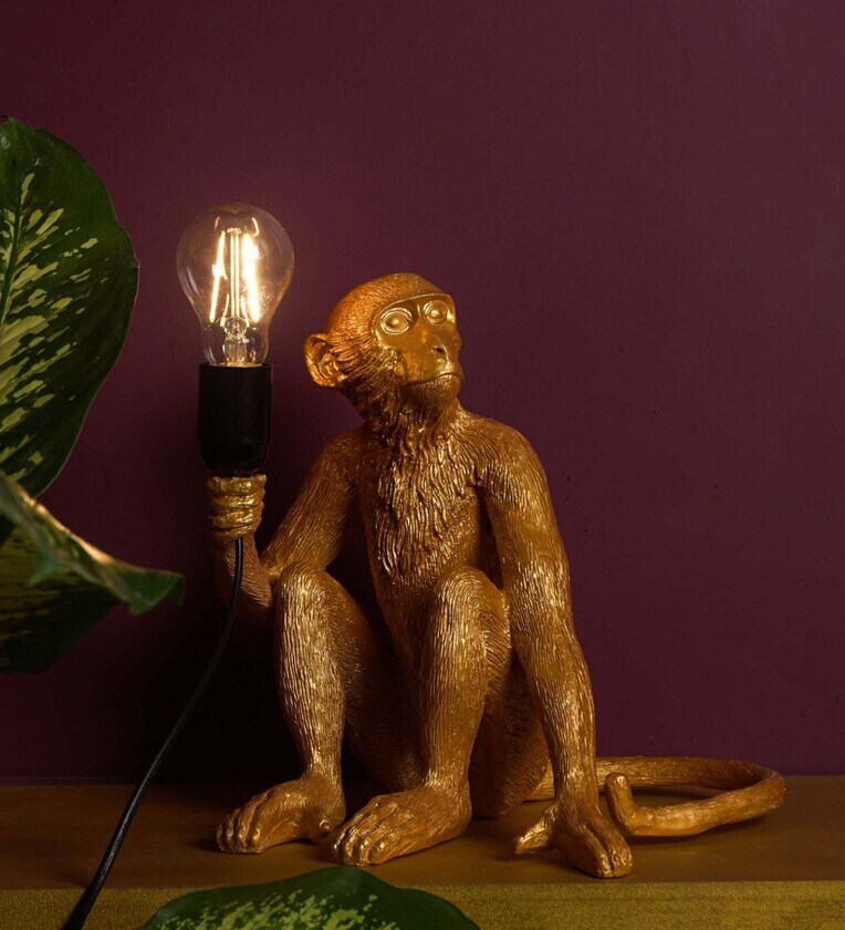 Buy Modern Art Monkey Gold Shade Table Lamp With Matte Base by The ...