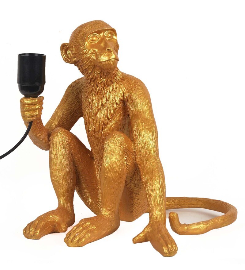Buy Modern Art Monkey Gold Shade Table Lamp With Matte Base by The ...