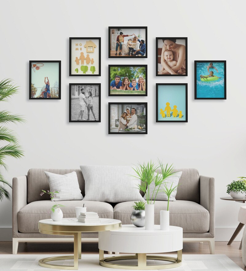 Buy Modern Black (Set of 9)MDF Collage Photo Frame by Random Online ...