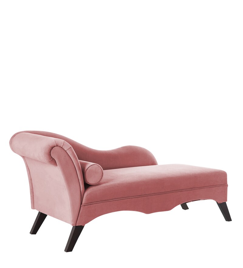 Buy Modern Velvet Chaise Lounger in Baby Pink Colour by Dreamzz ...