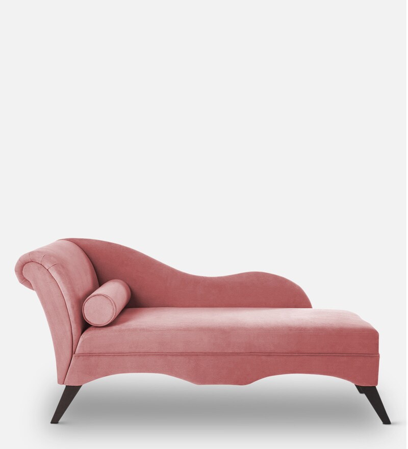 Buy Modern Velvet Chaise Lounger in Baby Pink Colour by Dreamzz ...