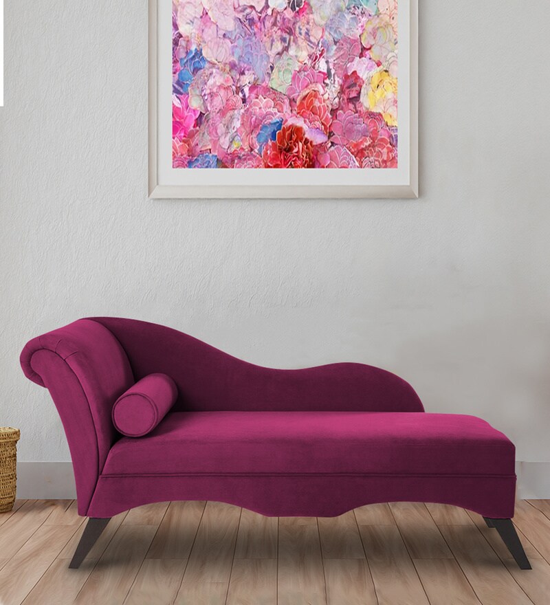 Buy Modern Velvet Chaise Lounger in Pink Mulberry Colour by Dreamzz ...