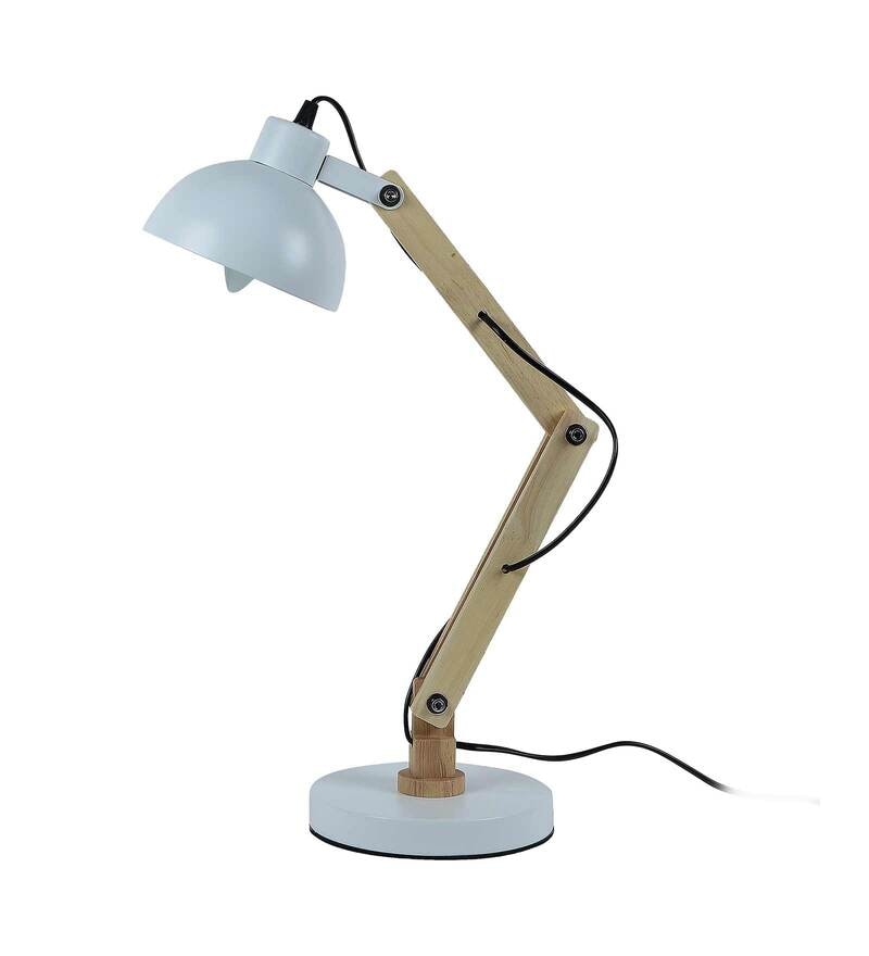 Buy Modern White Study Lamp With Metal Base By SS Lightings Online ...