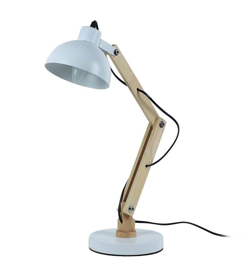Buy Modern White Study Lamp With Metal Base By SS Lightings Online ...