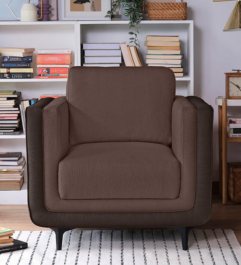 Buy Mojo Fabric 1 Seater Sofa in Crazy Brown Colour by Sleepyhead ...