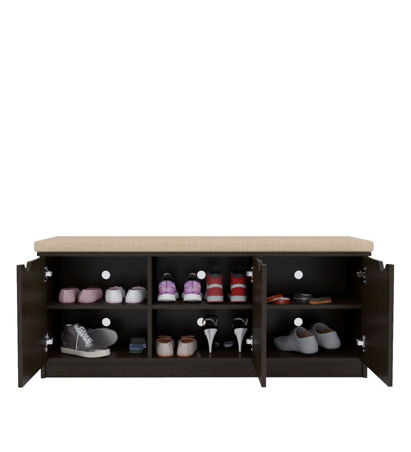 Buy Avenue Shoe Rack With Seating in Wenge finish Online - Shoe Rack ...