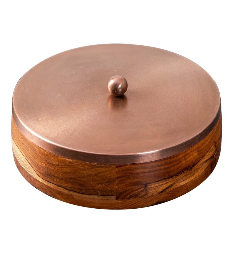 Buy Mord Mango Wood Spice Box with Copper Lid by NestRoots Online ...