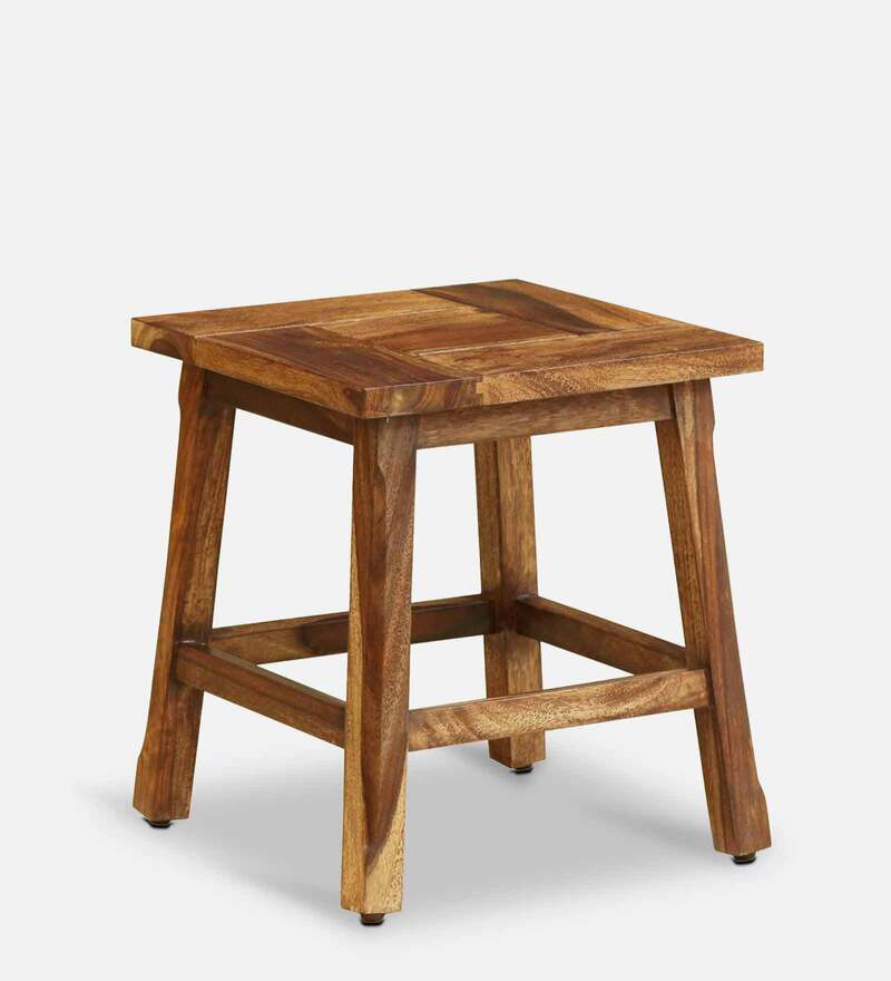 Buy Yaroslave Sheesham Wood Seating Stool In Rustic Teak Finish By ...