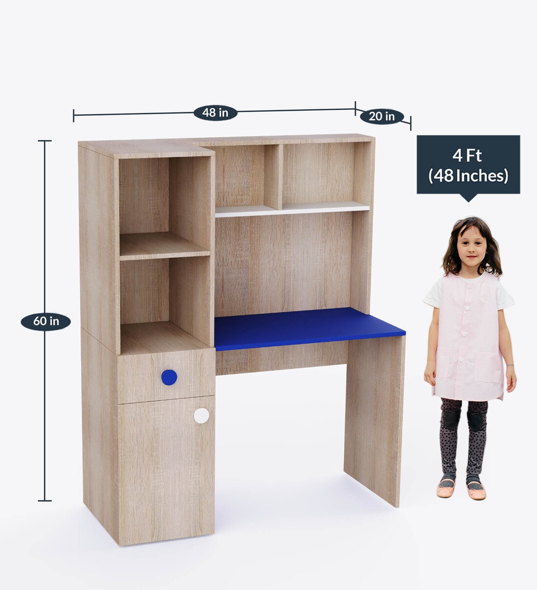 Buy Mr Scholar Kids Study Table in Oak Finish & Blue Colour by Ditto by ...