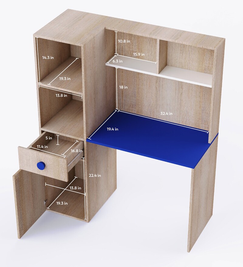 Buy Mr Scholar Kids Study Table in Oak Finish & Blue Colour by Ditto by ...