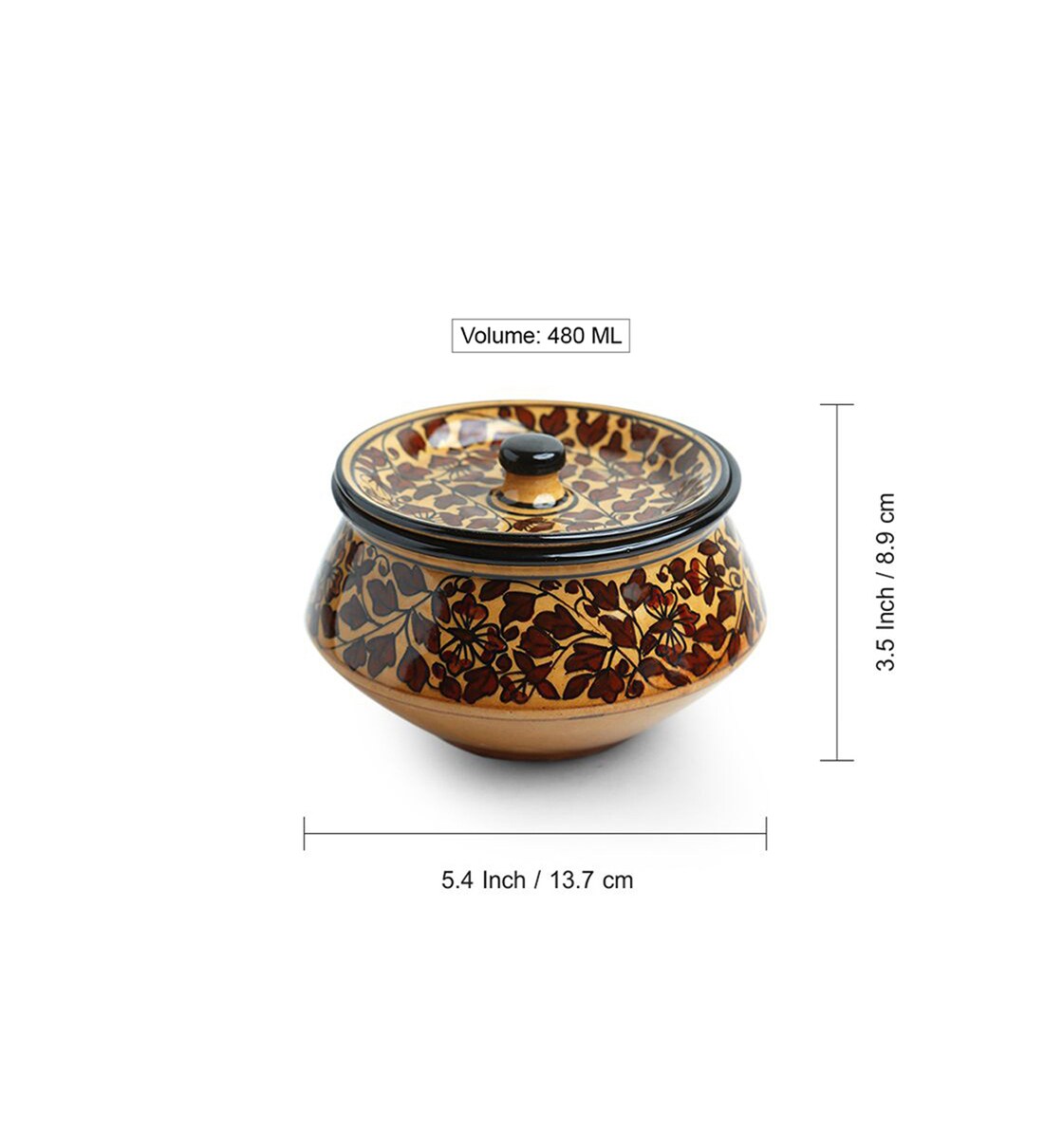 Buy Mughal Floral (Set of 3) Ceramic Serving Handi with Lid by ...