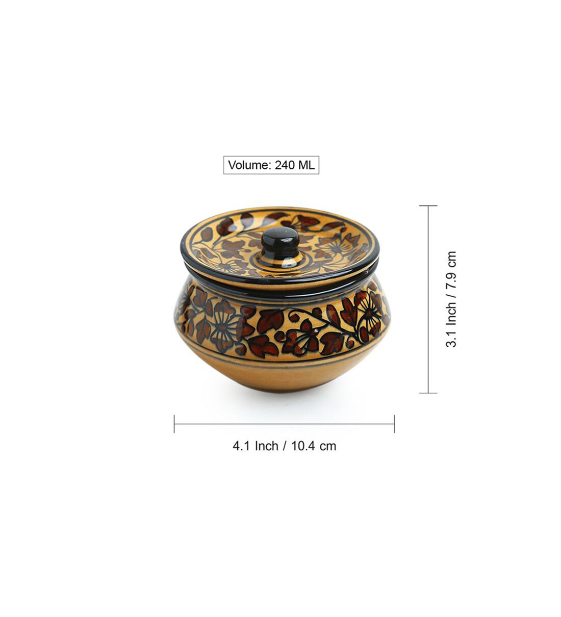 Buy Mughal Floral (Set of 3) Ceramic Serving Handi with Lid by ...