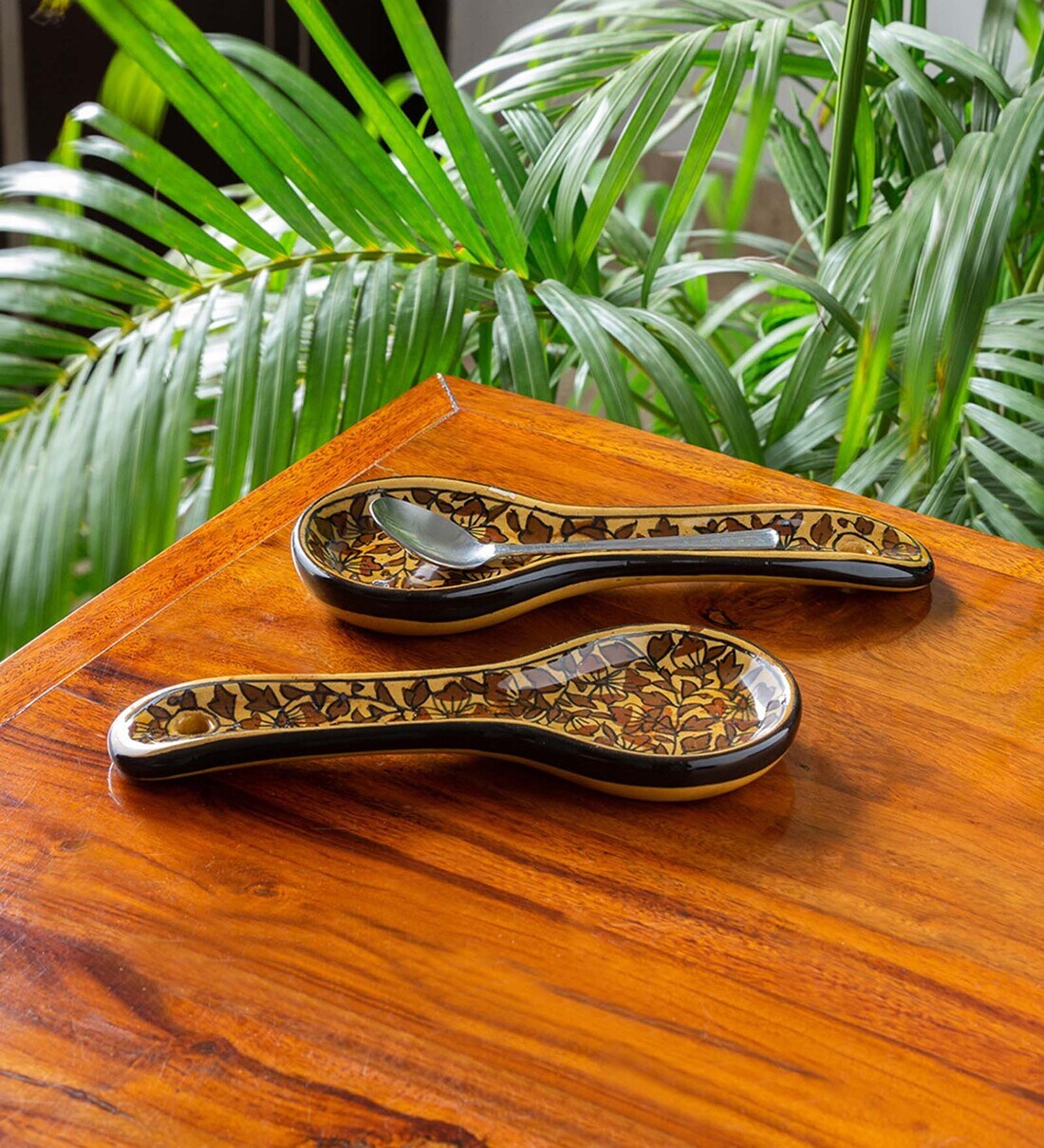 Buy Mughal Floral Hand- Painted Multicolour Ceramic Spoon Rest at 42% ...