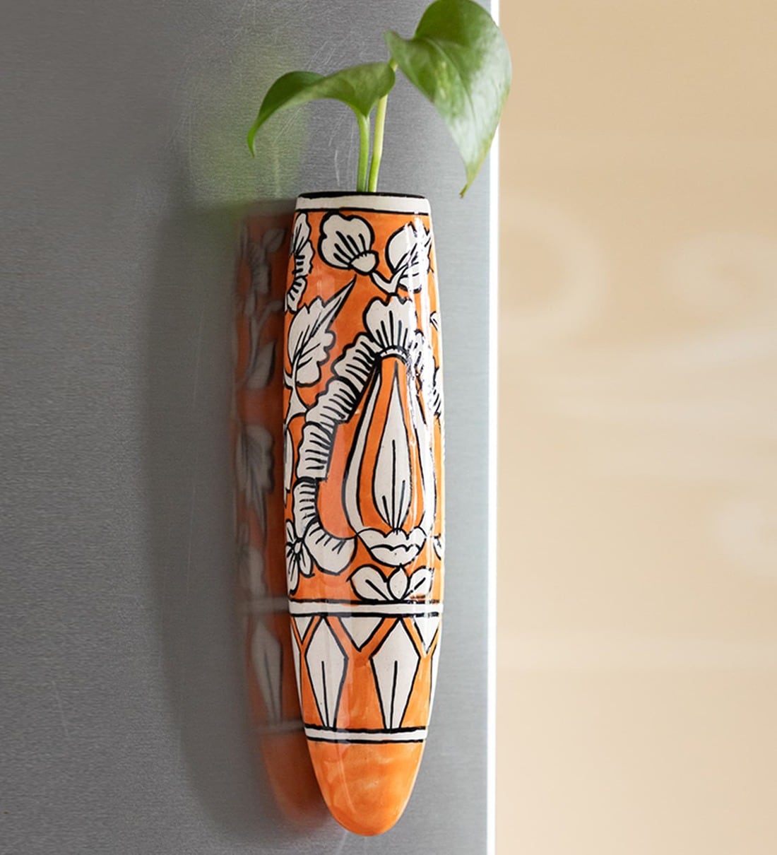 Buy Mughal Saffron Ceramic Magnetic Fridge Planters by ExclusiveLane at ...