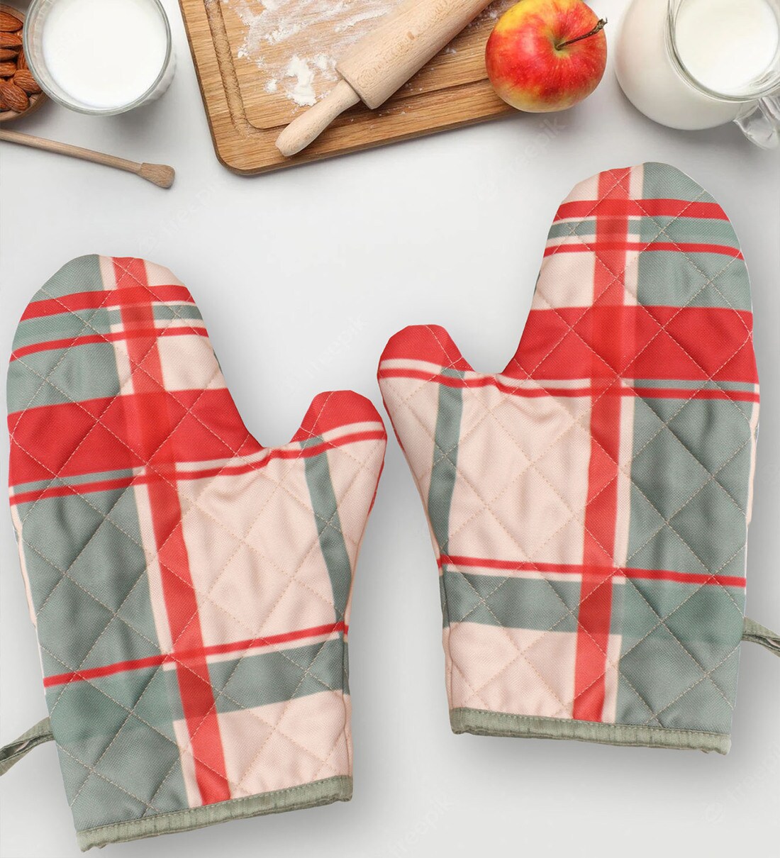 Buy Checkered White & Red Cotton Blend (Set of 2) Oven Mitten at 3% OFF ...