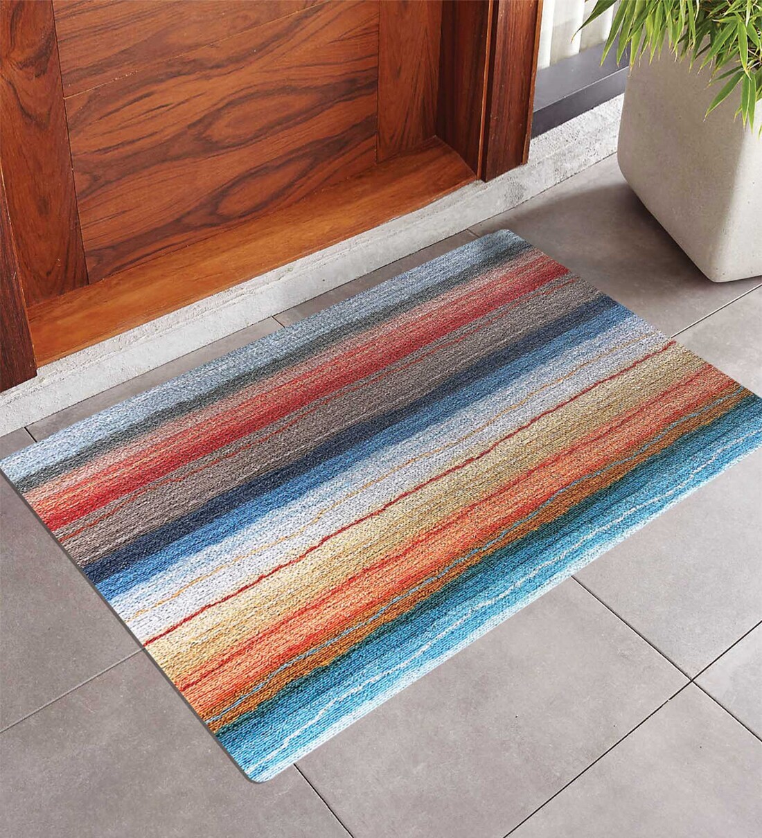 Buy Multicolor Geometric PVC 23 x 16 Inches Anti Skid Door Mat at 100% ...