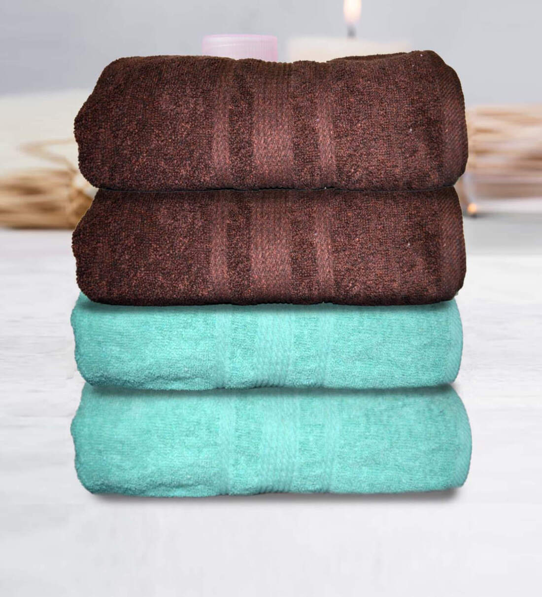 Buy Multicolor Cotton Solid 500 GSM Bath Towels (Set of 4) at 53% OFF ...