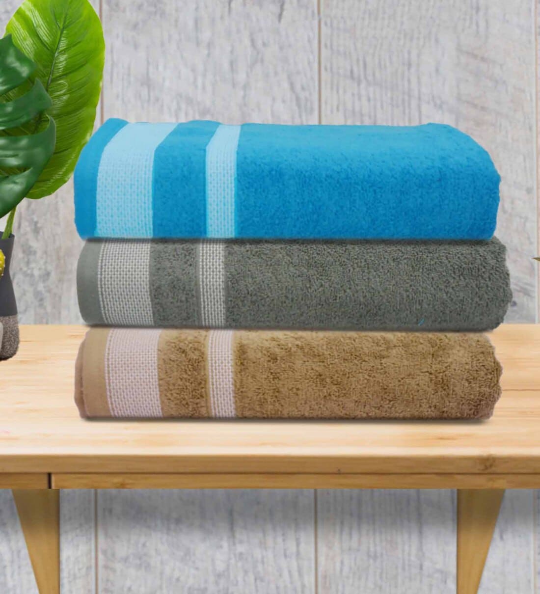 Buy Multicolor Cotton Solid 500 GSM Bath Towels (Pack of 3) at 54% OFF ...