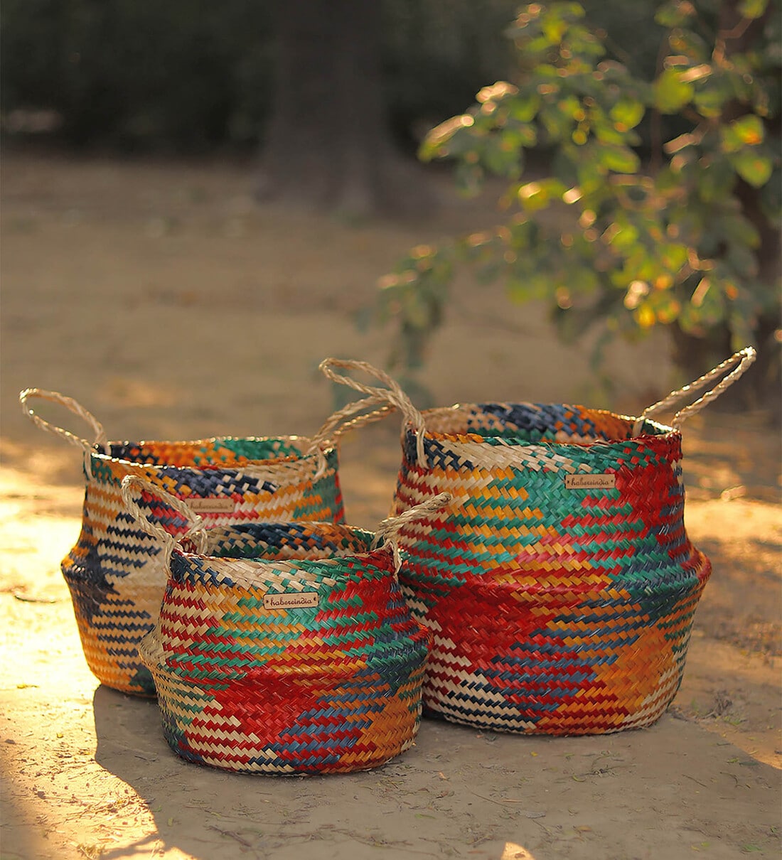 Buy Multicolor Fibre Plant Basket- (Pack of 3- Small,Medium,Large) at ...