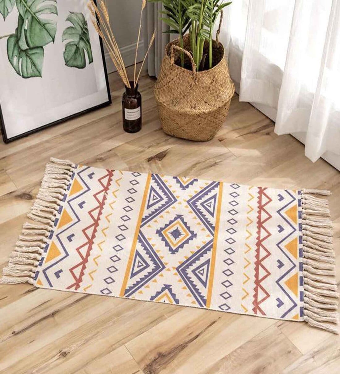Buy Multicolor Geometric Cotton 34x21 Inches Max Absorbant Door Mat at ...