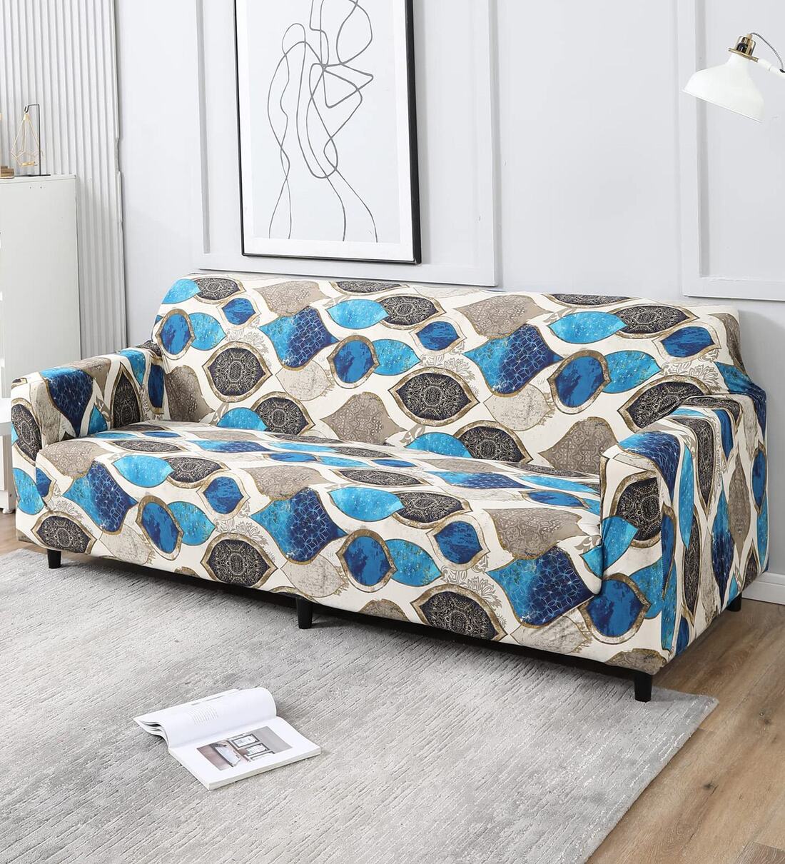 Buy Multicolor Geometric Polyester 4 Seater Sofa Cover at 10% OFF by ...