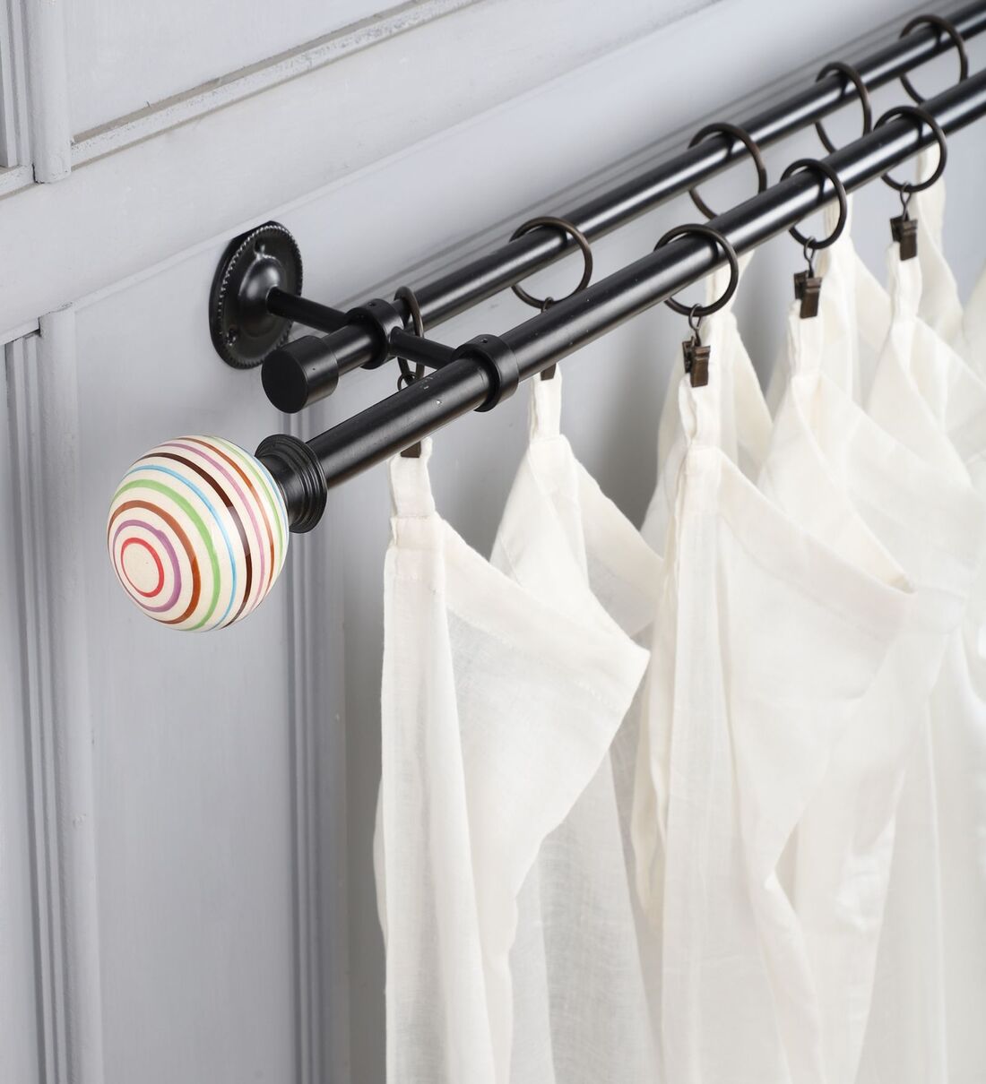 Buy Multicolor Iron 84- 144 Inches Expandable Curtain Rod with ...