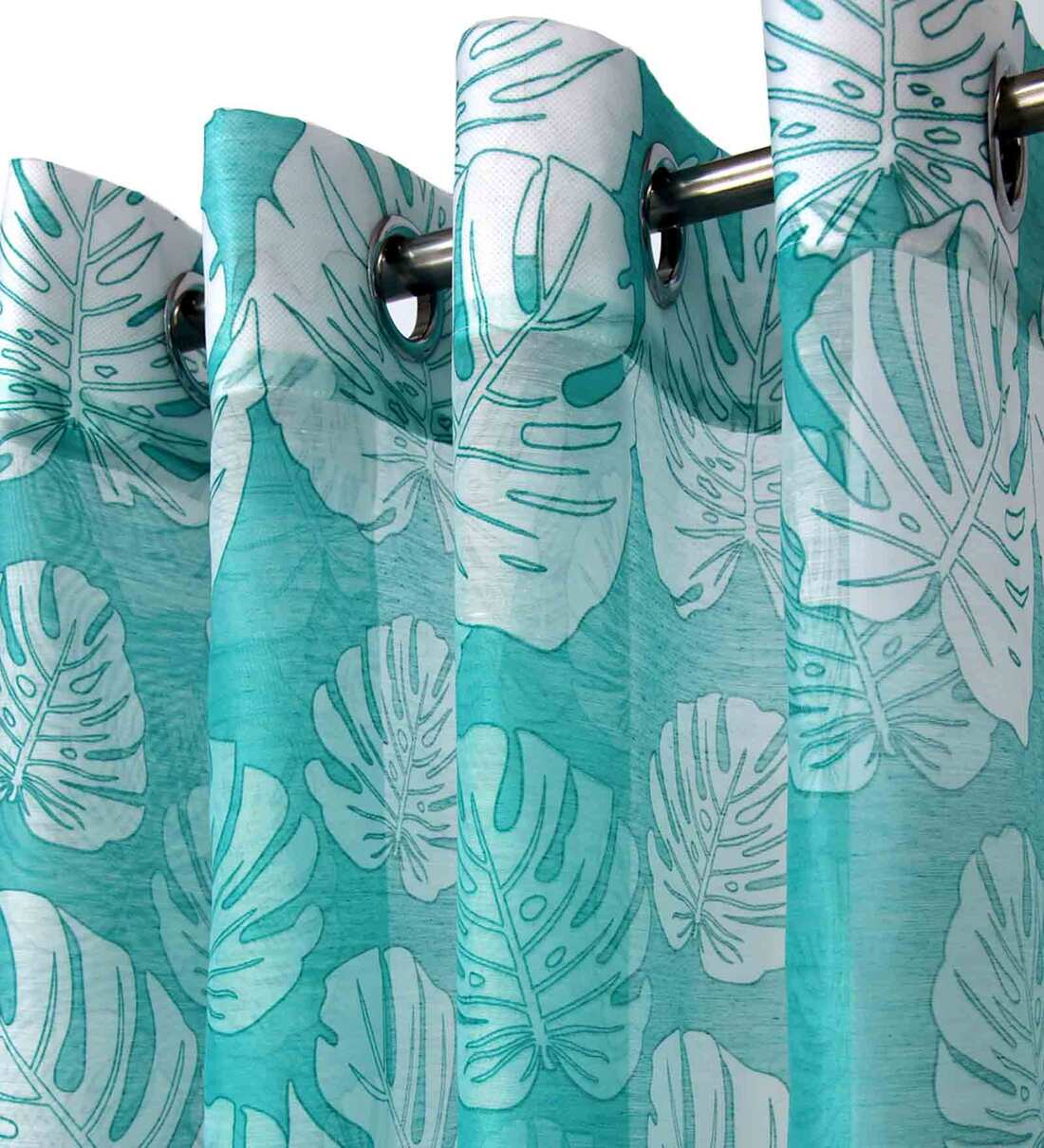 Buy Multicolor Floral Polyester 5 Ft Sheer Eyelet Window Curtains (Set ...