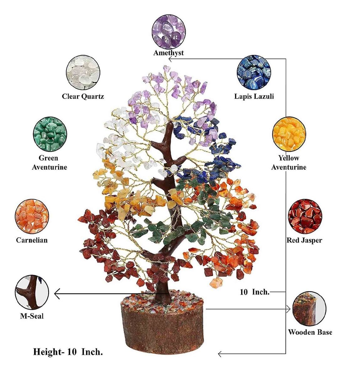 Buy Multicolor Quartz Stone Fortune Crystal Tree Showpiece by Muren ...