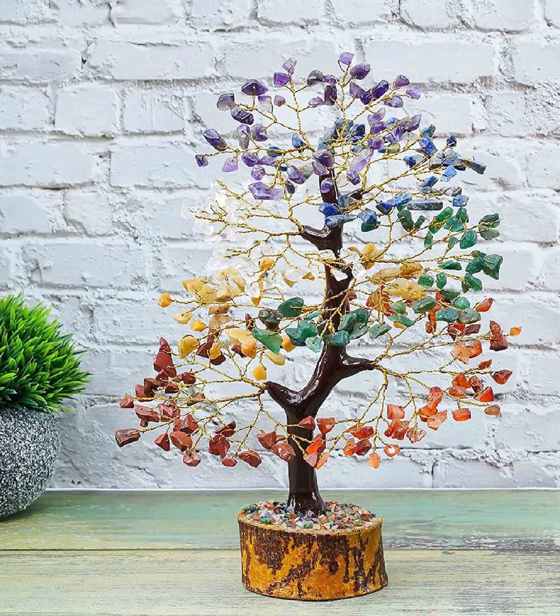 Buy Multicolor Quartz Stone Fortune Crystal Tree Showpiece at 33% OFF ...