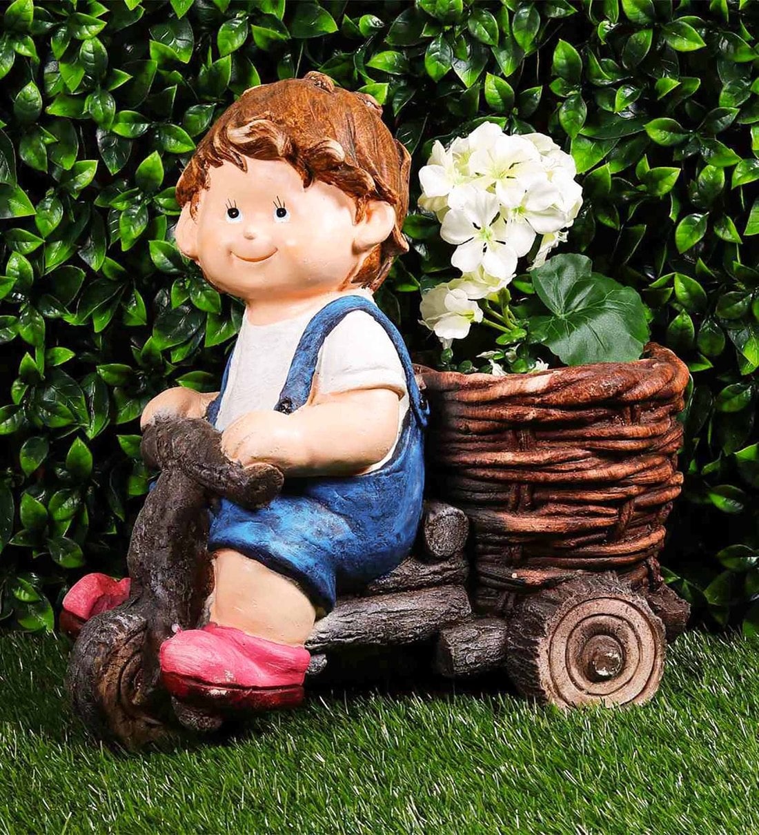 Buy Multicolor Resin Boy On Cycle Planter For Home Decor By Wonderland ...