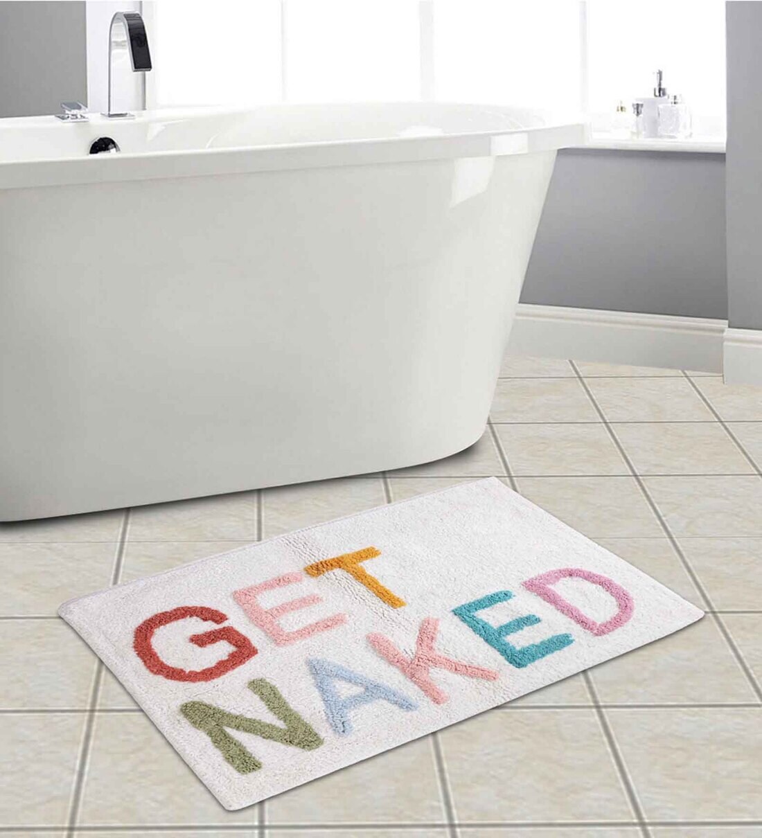 Buy Multicolor Slogan Cotton 20x30 Inches AntiSkid Bath Mat at 61% OFF ...