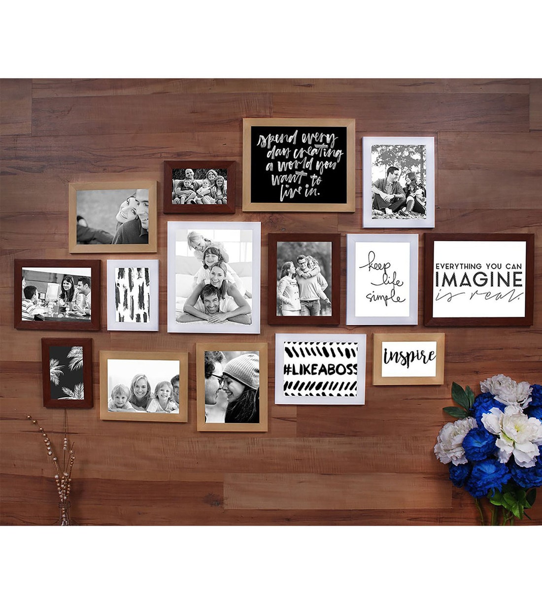 Buy Memories Set Of 15 Multicolor Synthetic Wood Collage Photo Frames ...