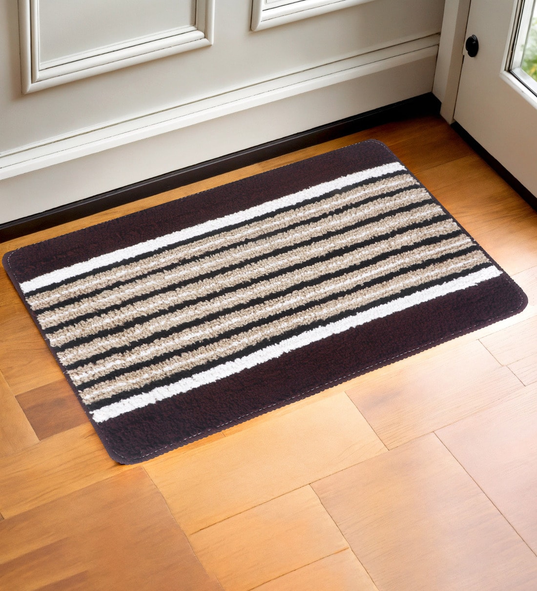 Buy Multicolor Stripes Microfiber 16x24 Inches Super Soft Door Mat at ...