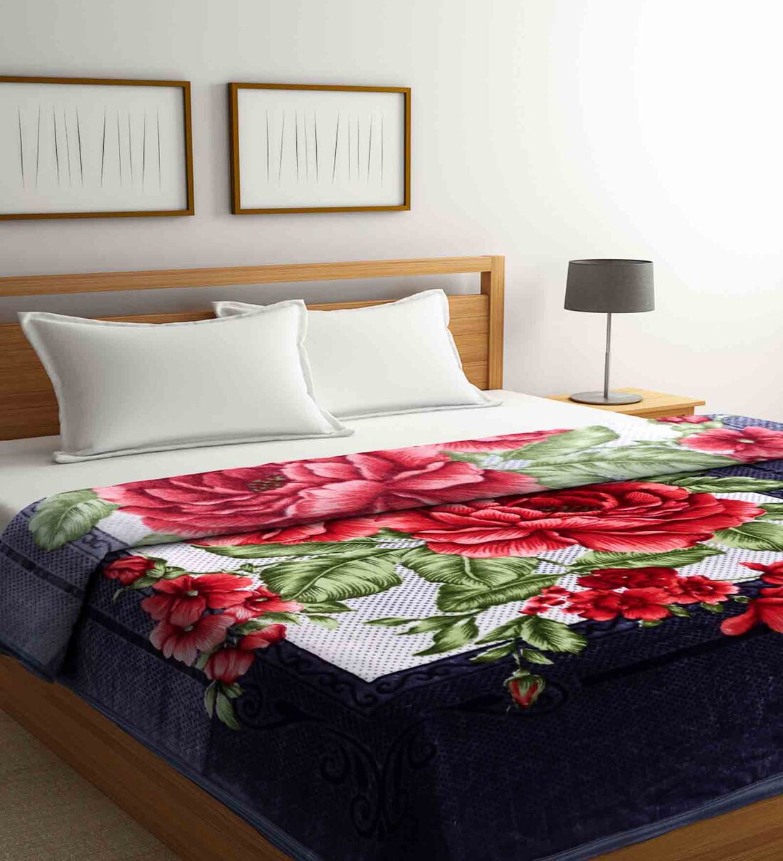 Buy Multicolor Wool Floral 600 GSM Double Bed Blanket by Klotthe Online ...
