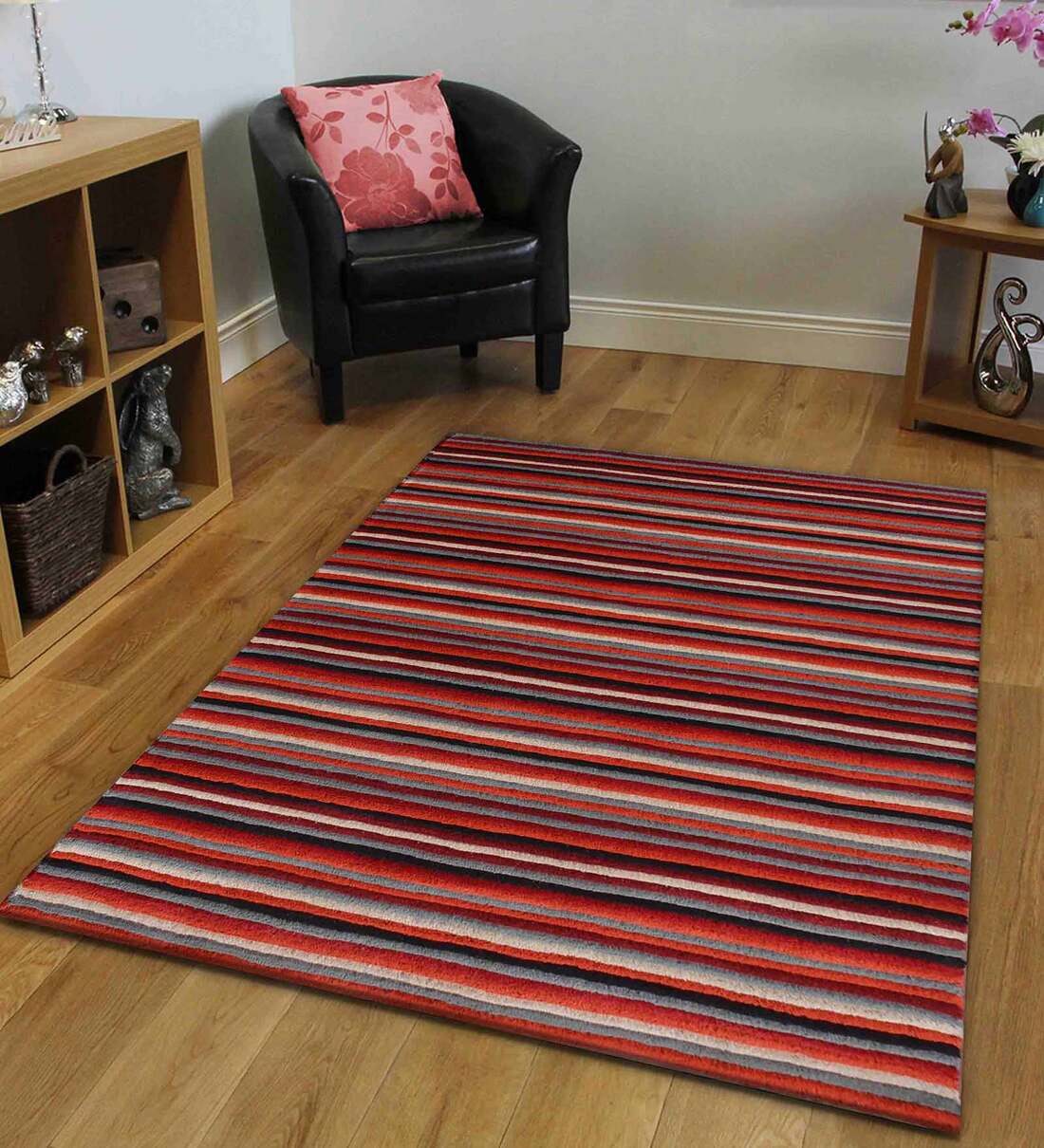 Buy Red Wool Stripes 6 ft x 9 ft Hand Tufted Carpet by PRESTO at 32% ...