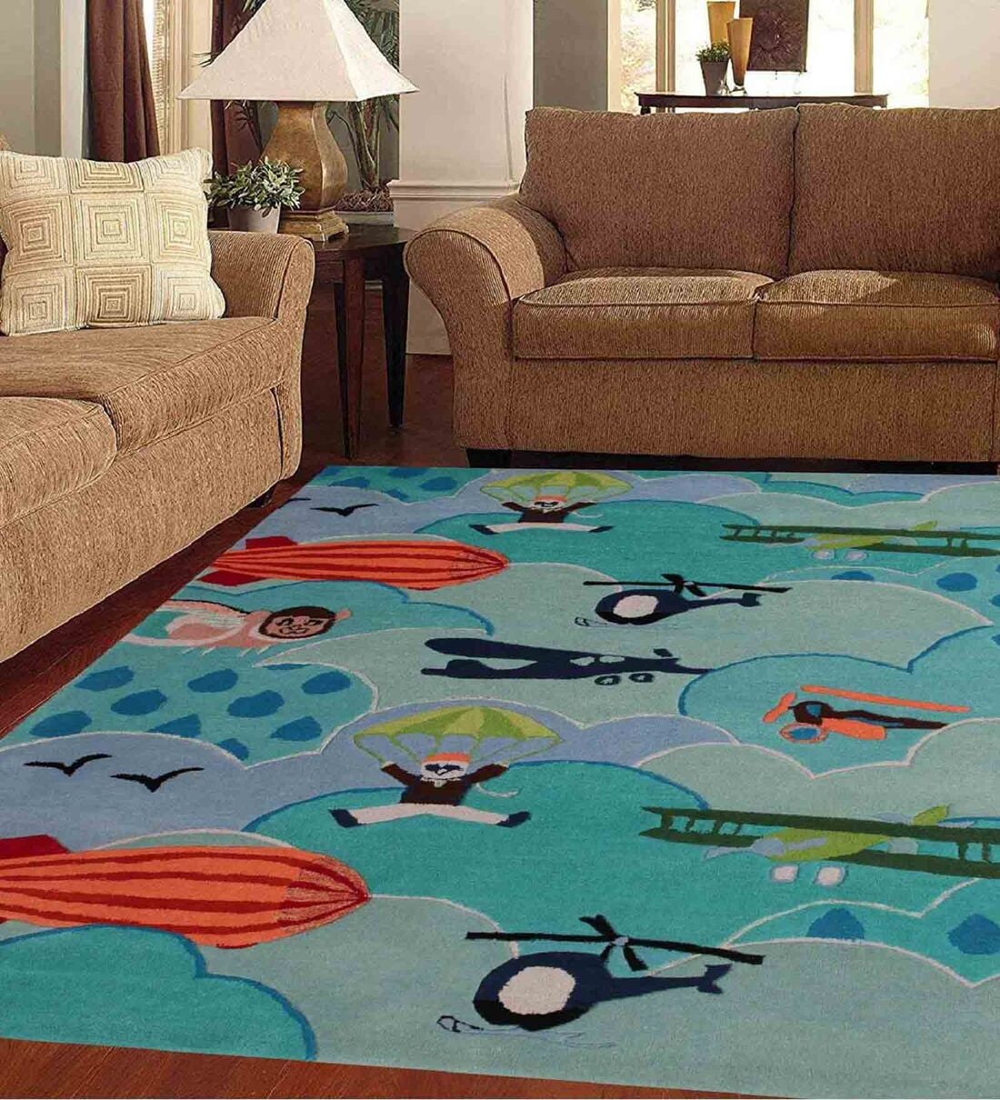 Buy Multicolour Abstract Wool 6 x 4 Feet Anti Slip Kids Floor Mat by ...