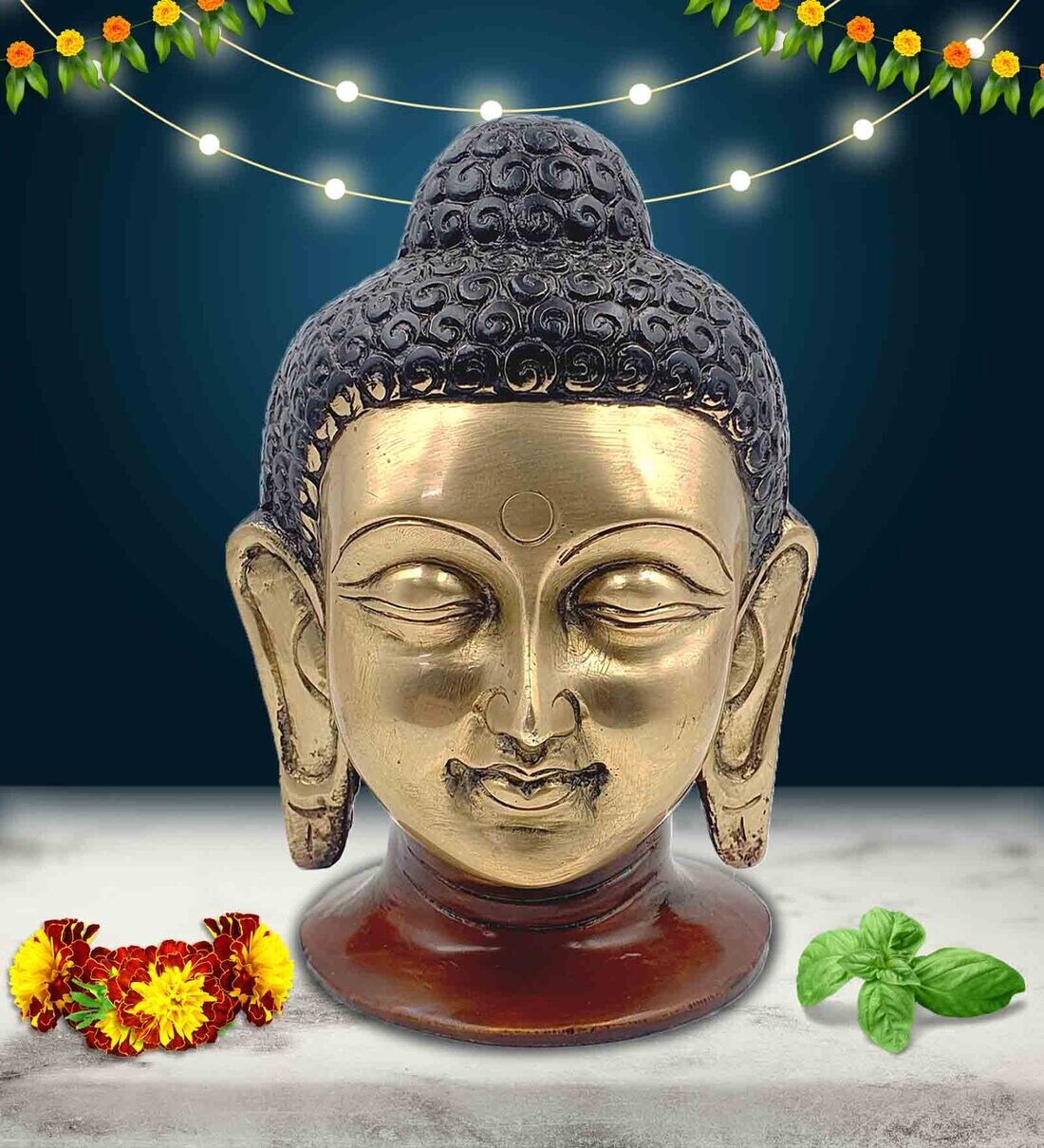 Buy Multicolour Buddha Head-Dhyan Mudra Brass Human Figurine By FCS at ...