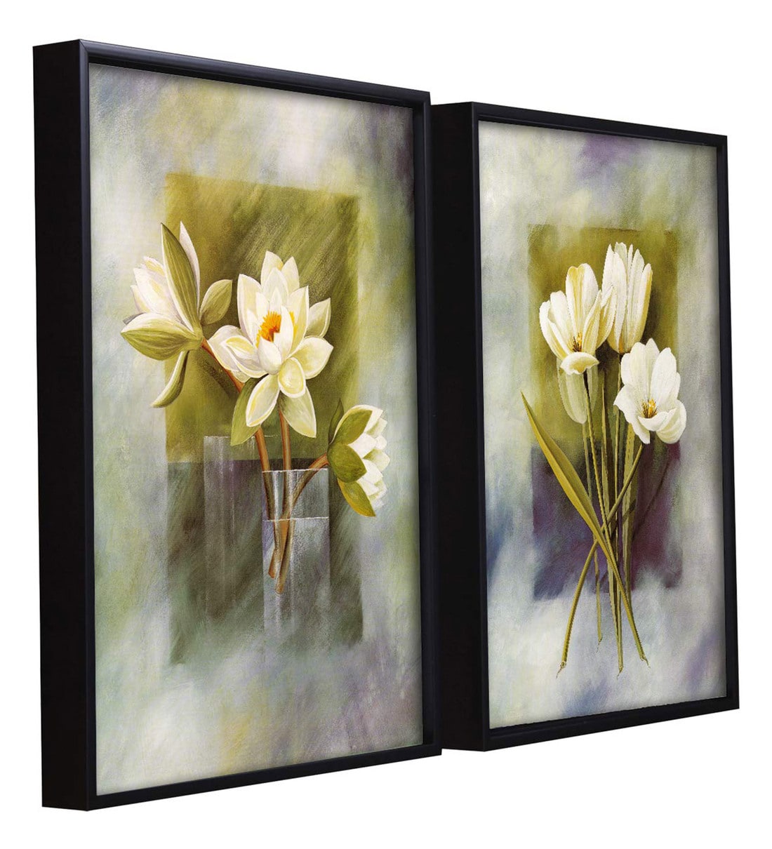 Buy Multicolour Cotton Canvas Unframed Floral Art Panel Set of 2 Online ...