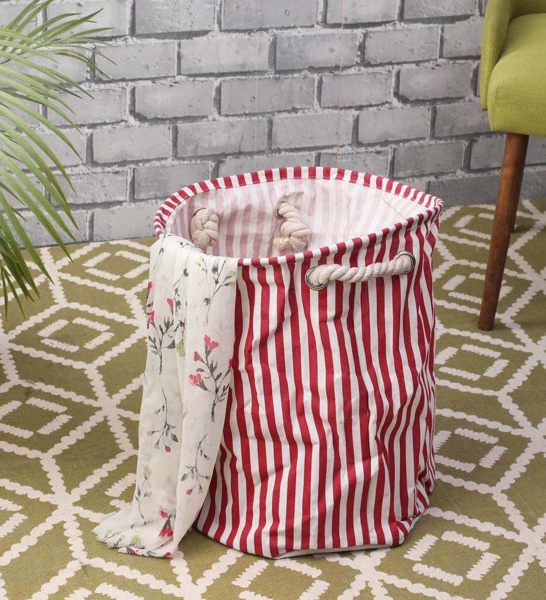 Buy 20 Ltr Cotton Laundry Basket In Red By Muren at 46% OFF by Muren ...