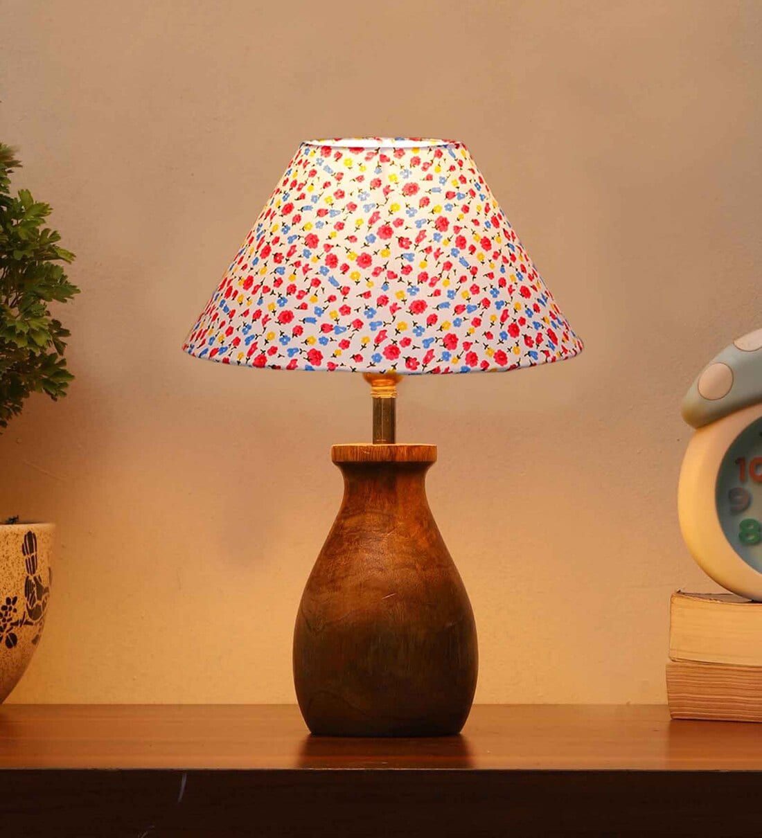 Buy Multicolour Cotton Table Lamp With Wood Base at 51% OFF by New Era ...