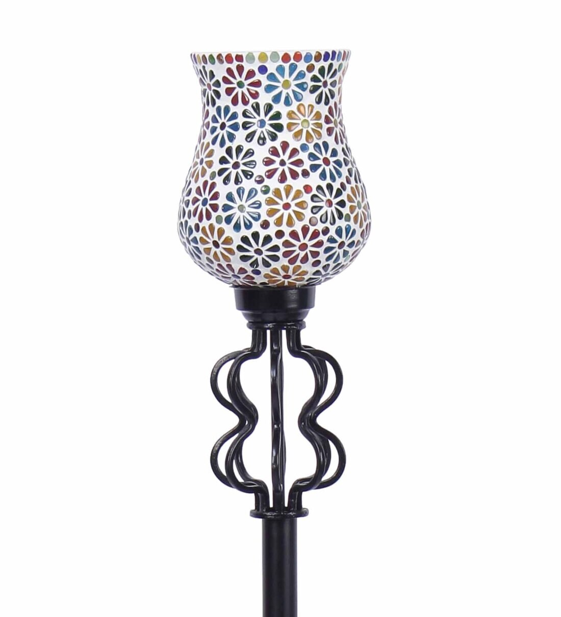 Buy Novara Multicolour Glass Shade Torchiere Floor Lamp With Iron Base ...