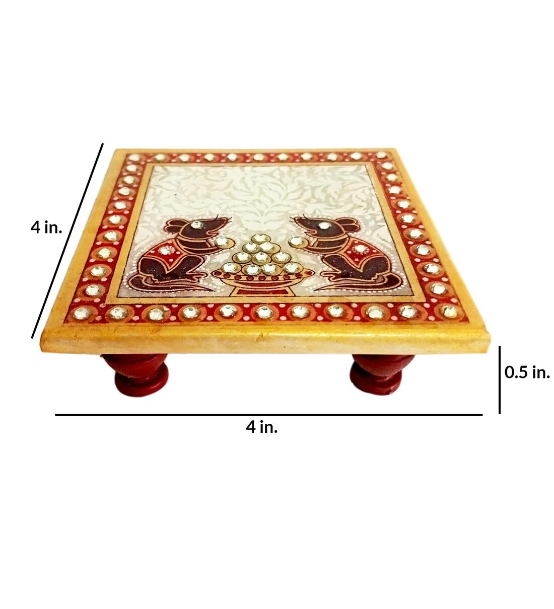 Buy Multicolour Marble Chowki Set Of 1 By Handicraft Kingdom Online ...