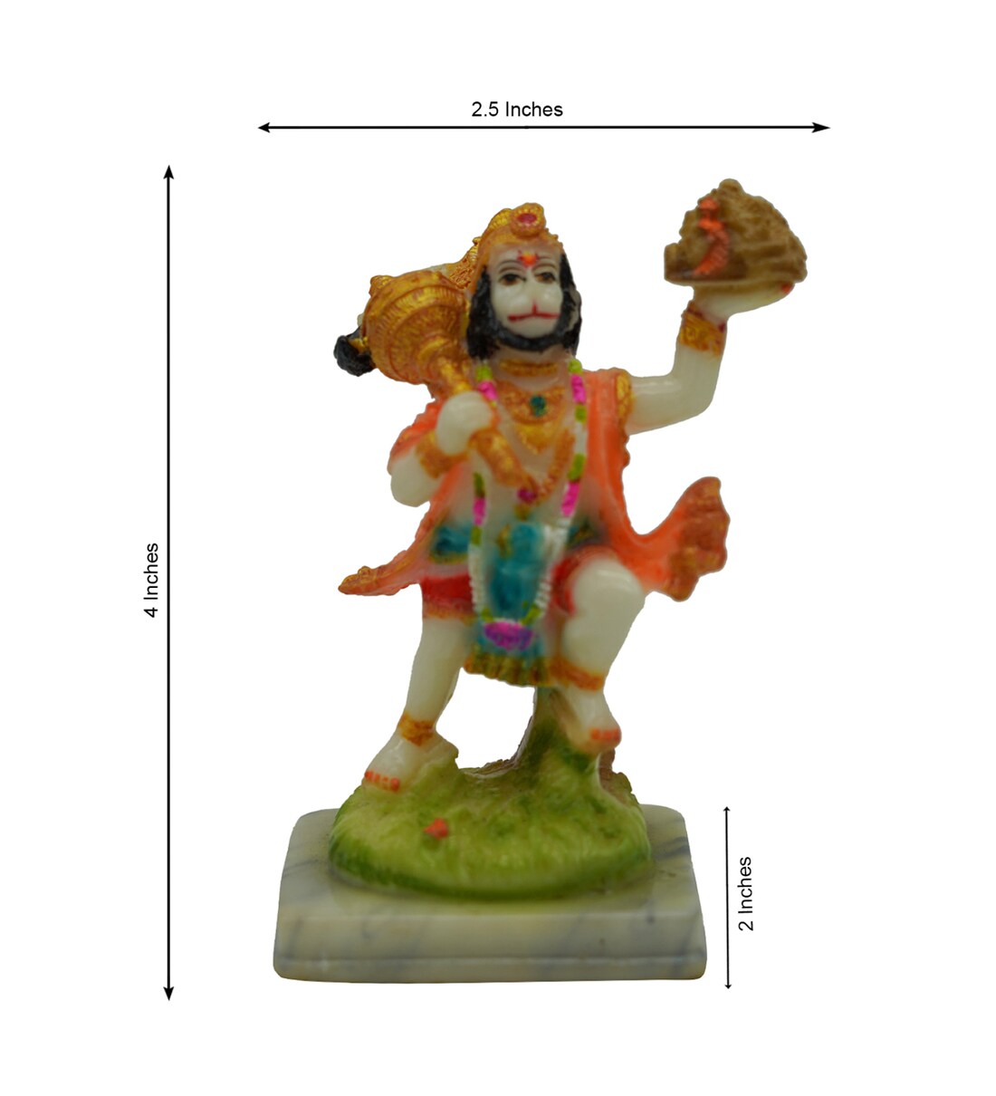 Buy Multicolour Marble Handpainted Lord Hanuman carrying Mountain Idol ...