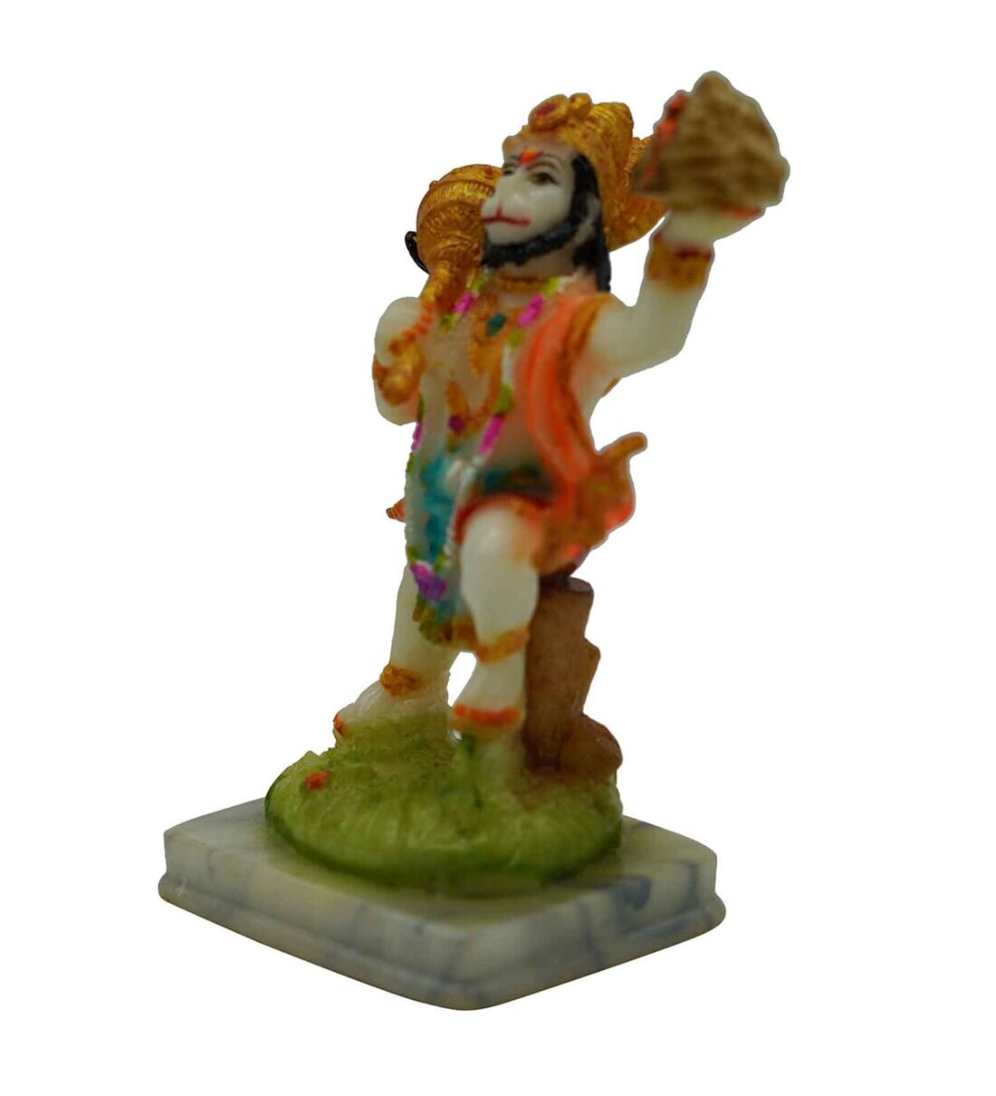 Buy Multicolour Marble Handpainted Lord Hanuman carrying Mountain Idol ...