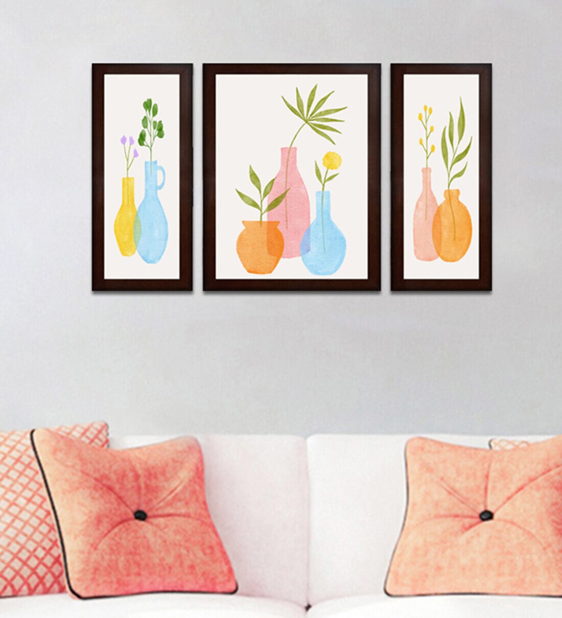 Buy Modern Neg Multicolour MDF Framed Floral Art Print Set of 3 at 15% ...