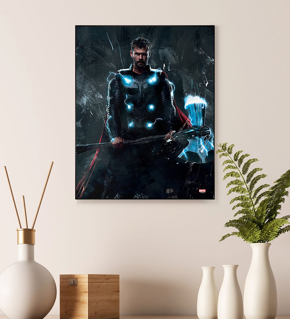 Buy Multicolour Mdf Thor Framed Wall Art - God Of Thunder By Planet ...